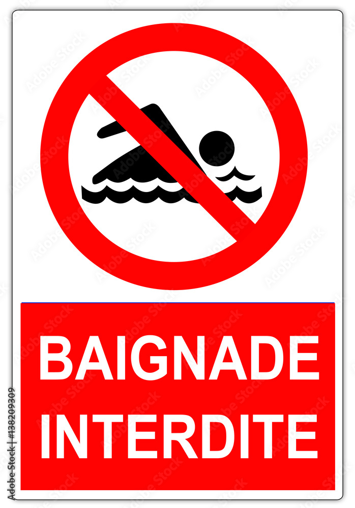 Panneau : Baignade interdite Stock Illustration | Adobe Stock