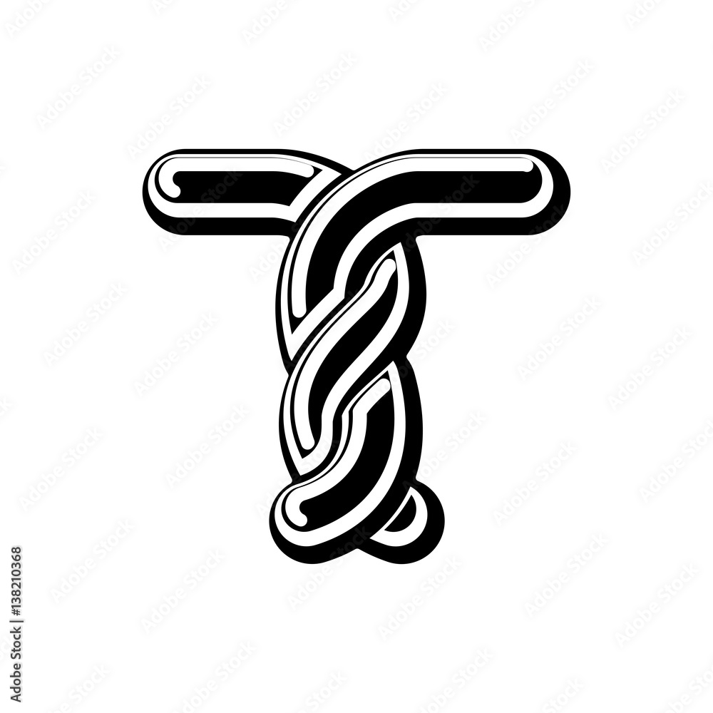 Letter T Celtic font. norse medieval ornament ABC. Traditional ancient ...