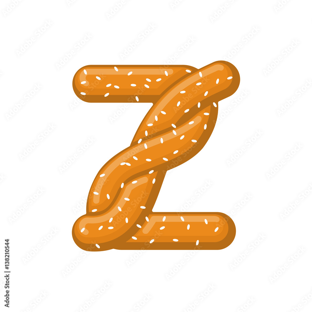 Letter Z pretzel. snack font symbol. Food alphabet sign. Traditional ...