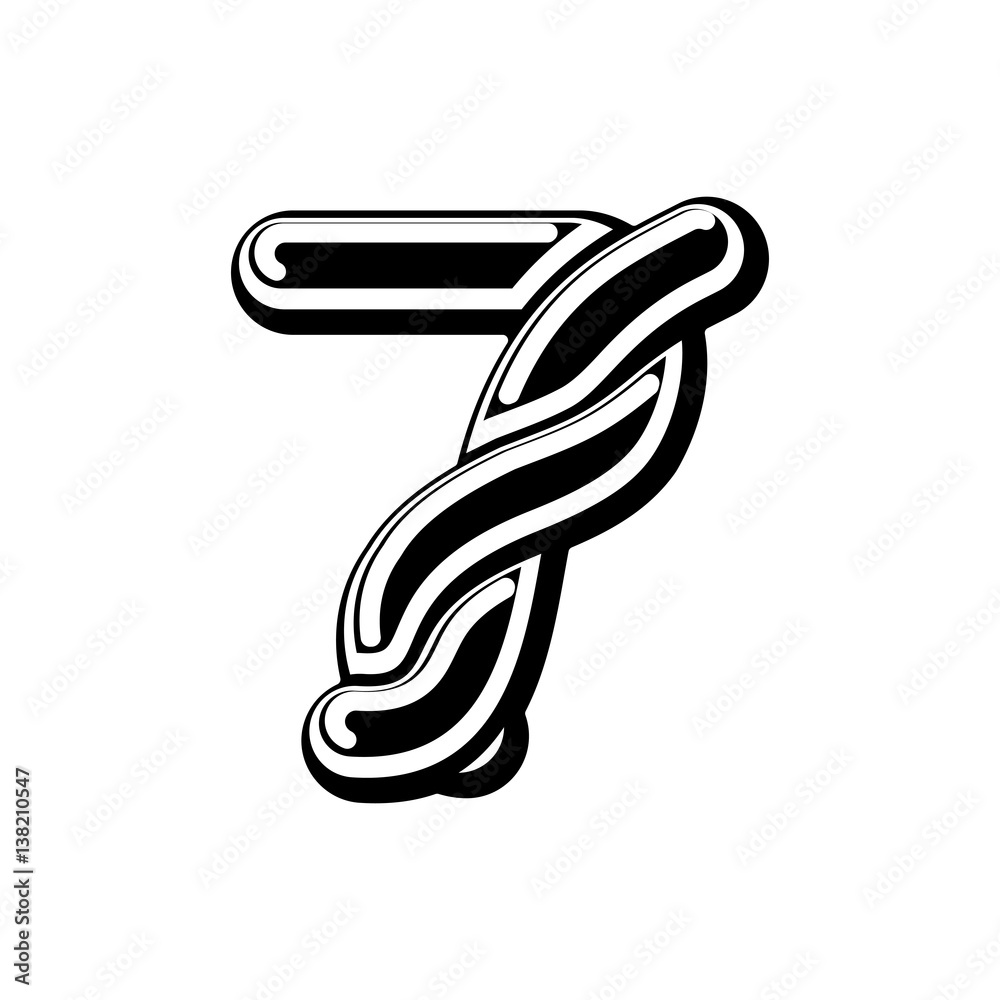 Number 7 Celtic font. norse medieval ornament ABC sign seven ...