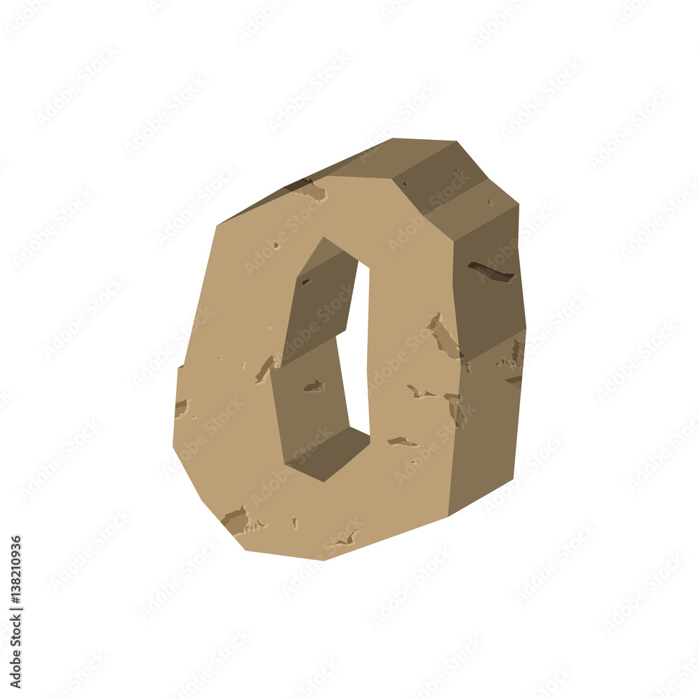 Number 0 stone. Rock font zero. Stones alphabet symbol. rocky crag ABC ...