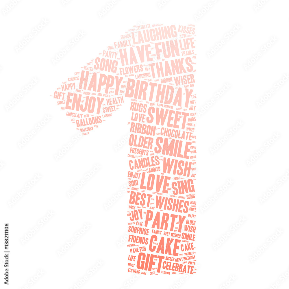 Word Cloud - Happy Birthday Celebration - First , One, Girl Stock ...