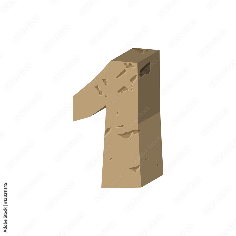 Number 1 stone. Rock font one. Stones alphabet symbol. rocky crag ABC ...