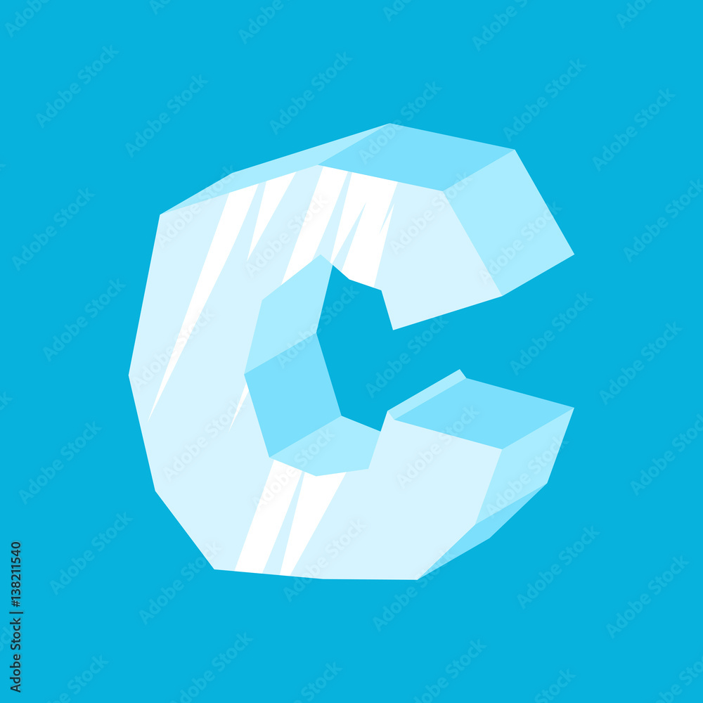 letter C ice font. Icicles alphabet. freeze lettering. Iceberg ABC sign ...