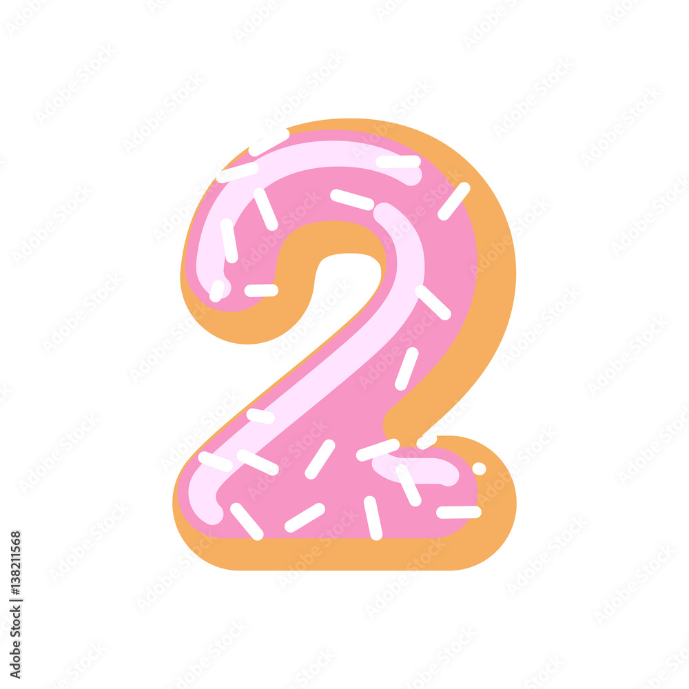 Number 2 donut. Doughnut font two. Sweet alphabet. candy lettering ...