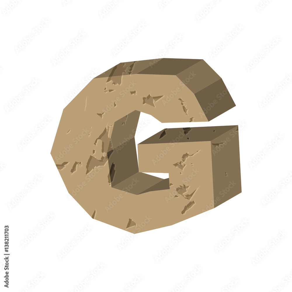 Letter G stone font. Rock alphabet symbol. Stones crag ABC sign Stock ...