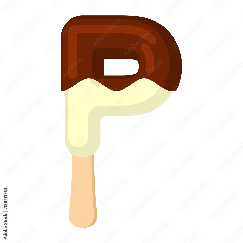 Letter P Ice Cream font. Popsicle alphabet. Cold Sweet lettering ...