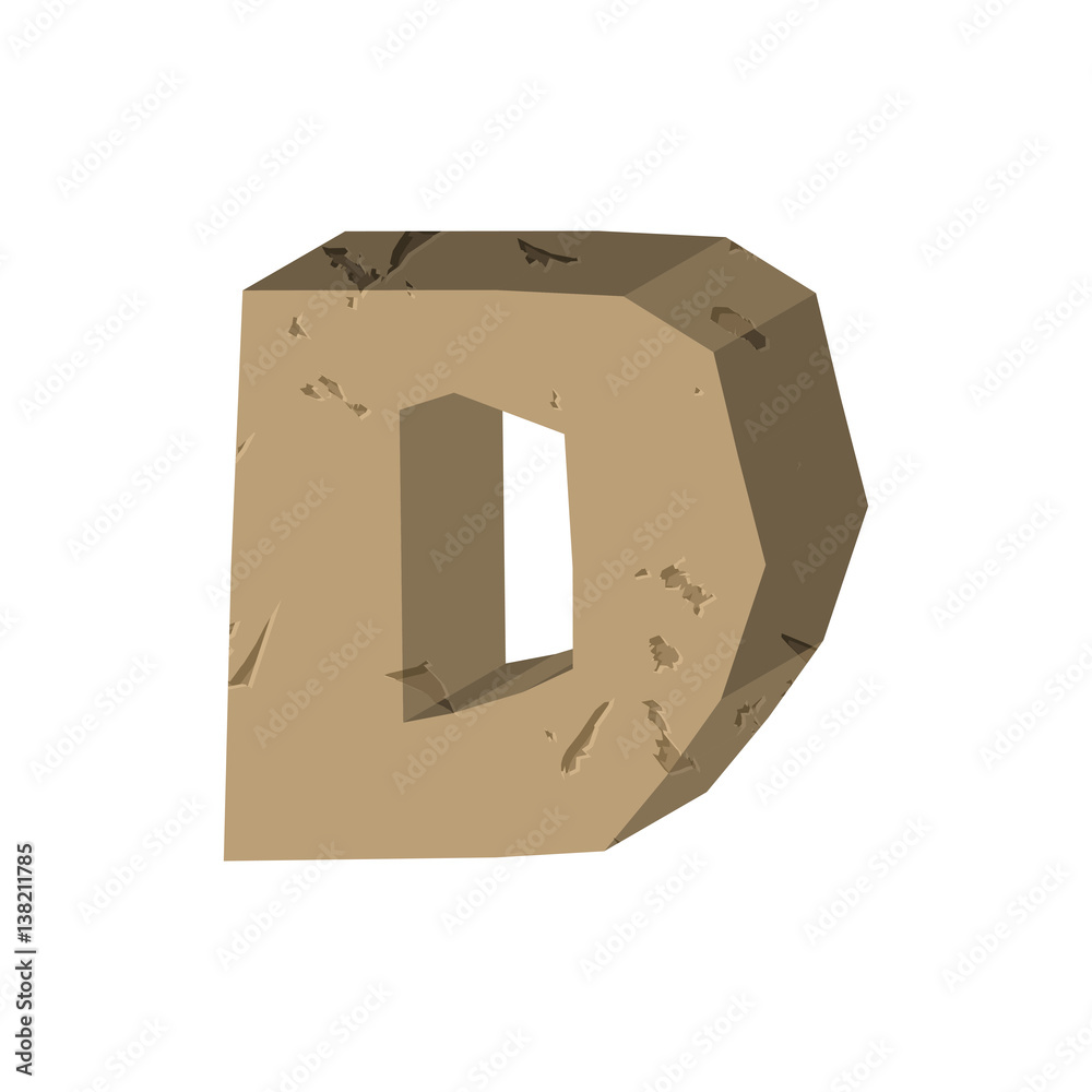 Letter D stone font. Rock alphabet symbol. Stones crag ABC sign Stock ...