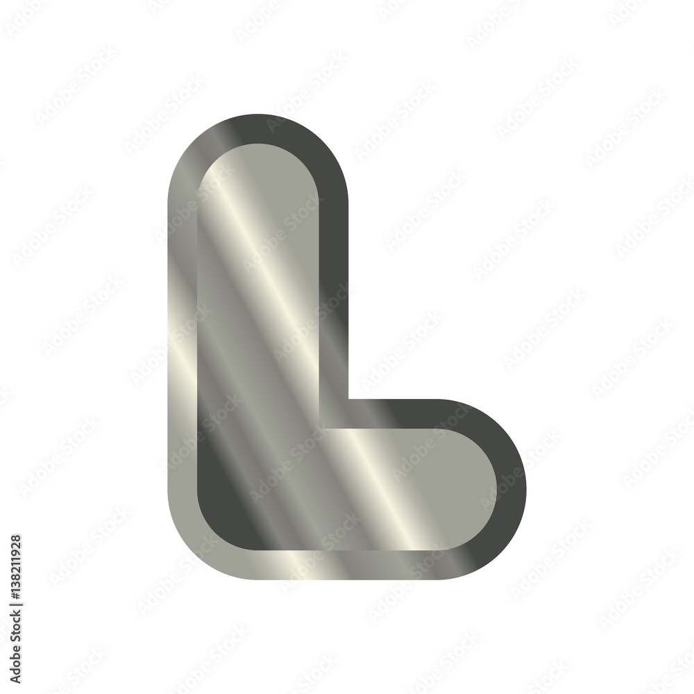 Letter L steel font. Metal alphabet sign. Iron ABC symbol. chromium ...