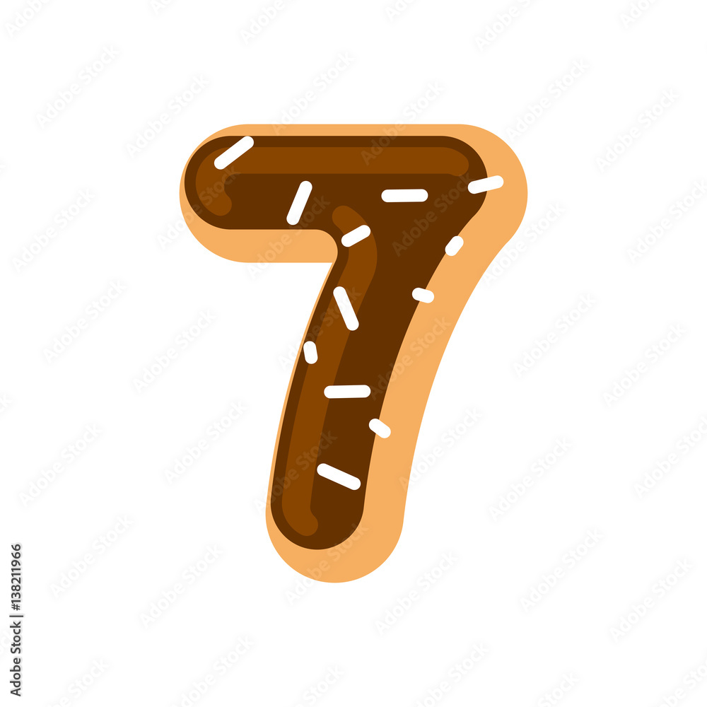 Number 7 donut. Doughnut font seven. Sweet alphabet. candy lettering ...