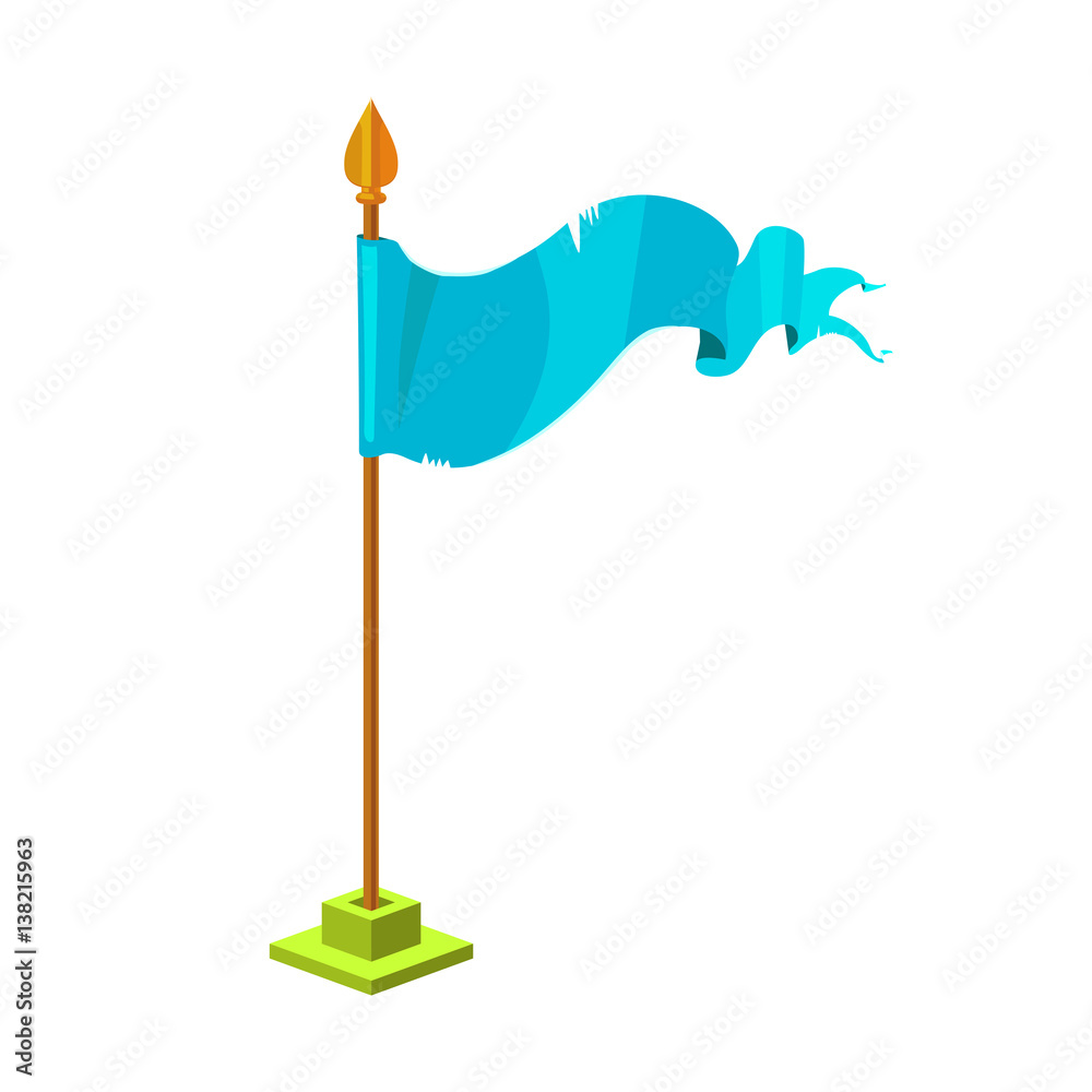Blue flag - game element. Vector cartoon icon on white background Stock ...
