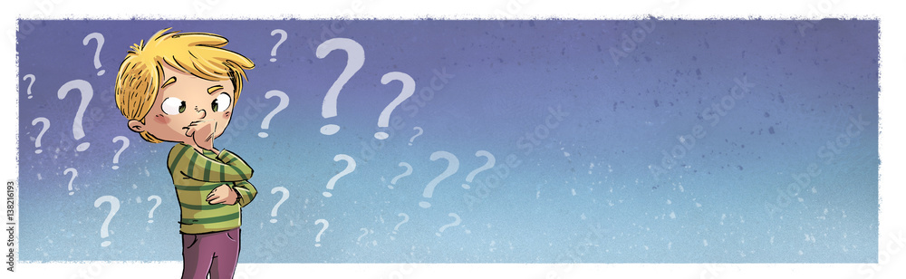 niño pensando Stock Illustration | Adobe Stock