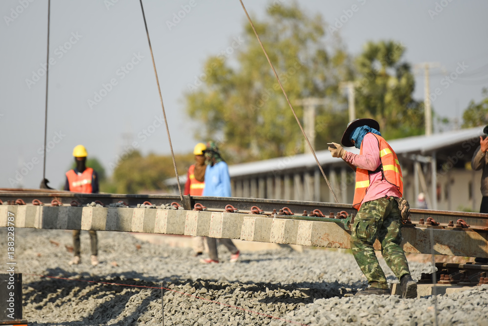 Construction team work in standard construction safety uniform ...
