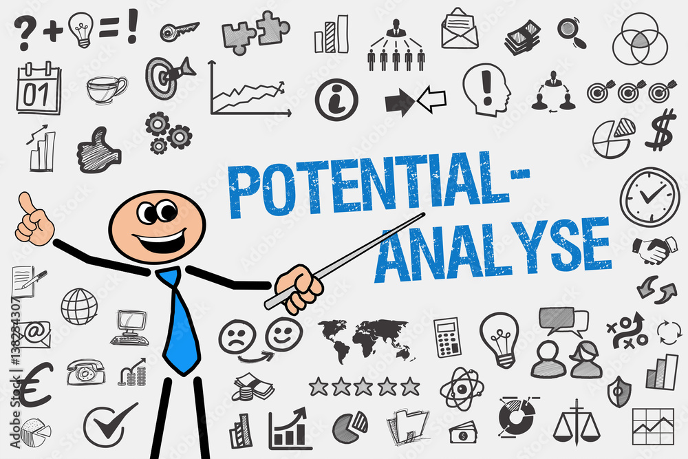 Potentialanalyse / Mann mit Symbole Stock-Illustration | Adobe Stock