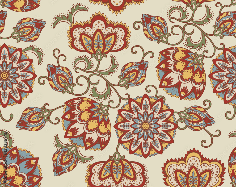Vintage floral seamless pattern. Ethnic ornament. Stylized decorative ...