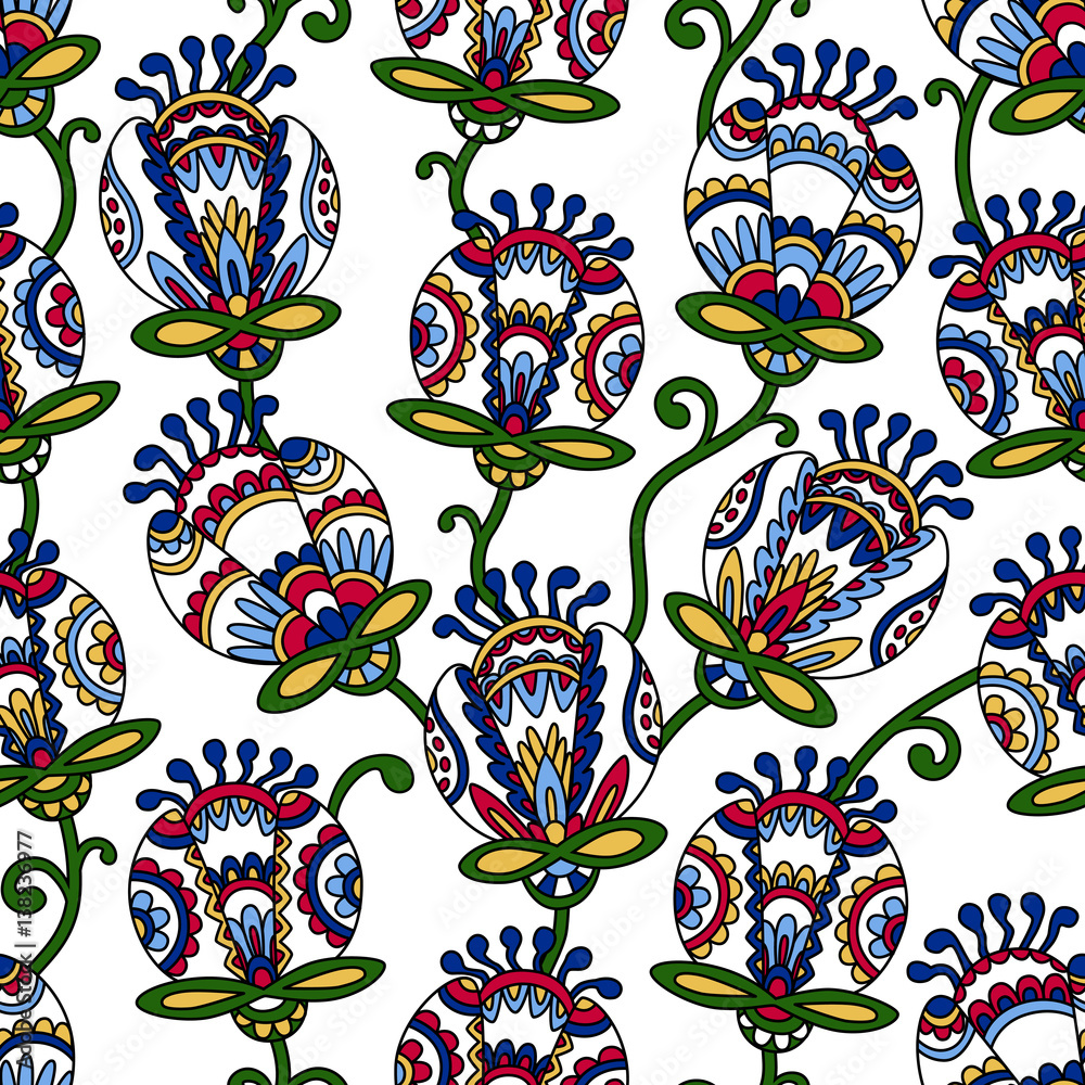Vintage floral seamless pattern. Ethnic ornament. Stylized decorative ...