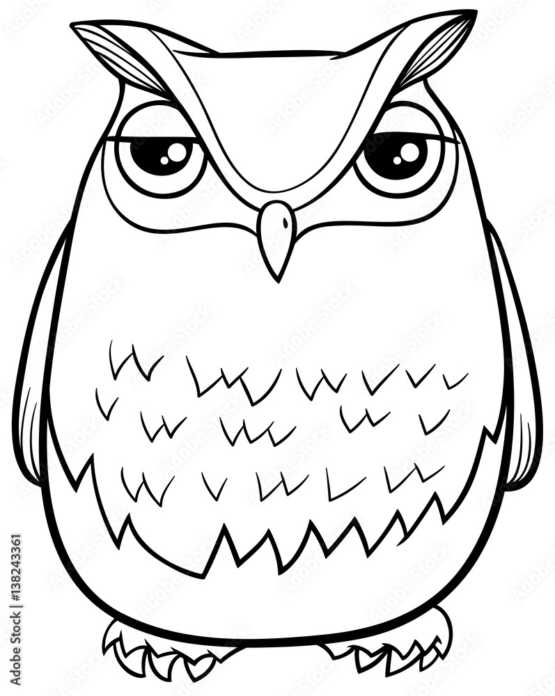 cartoon owl coloring page Stock Vector | Adobe Stock