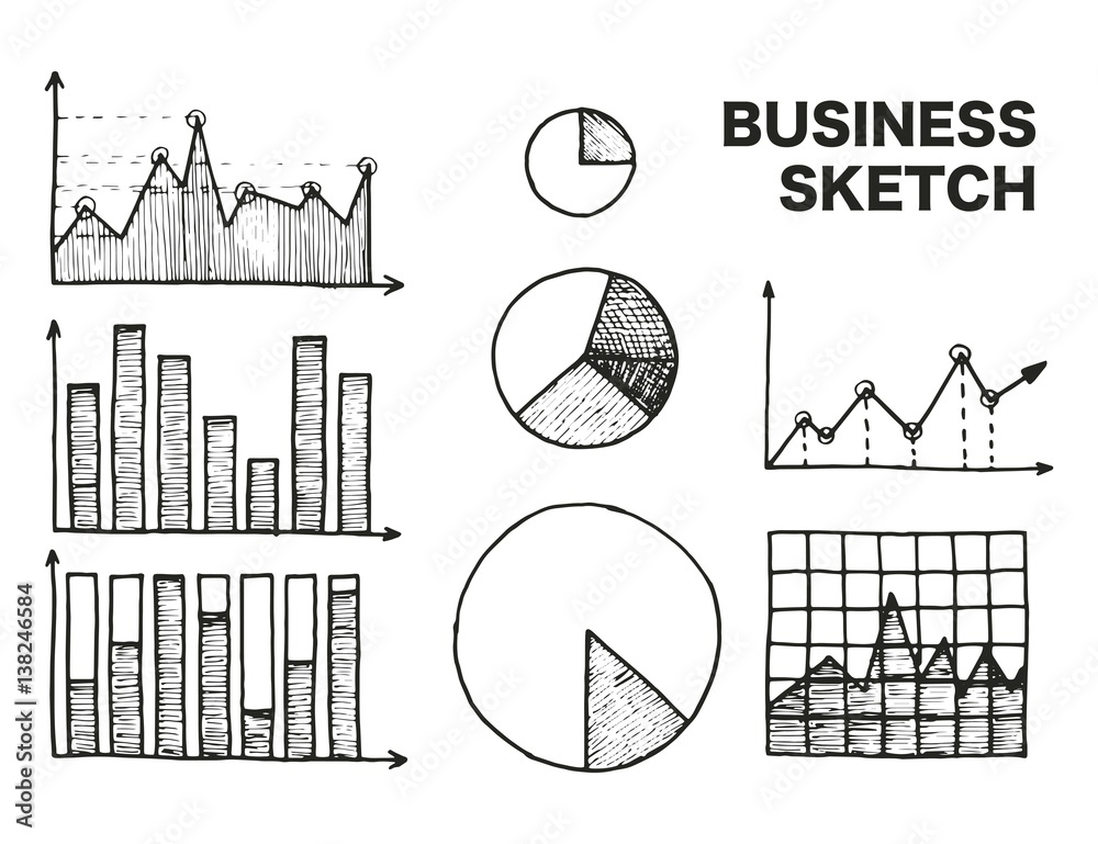 business graphs set sketch vector illustration Stock Vector | Adobe Stock