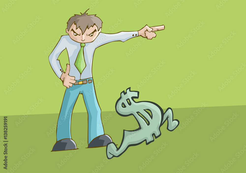 Angry man punishing money. Finance Concept Stock Vector | Adobe Stock