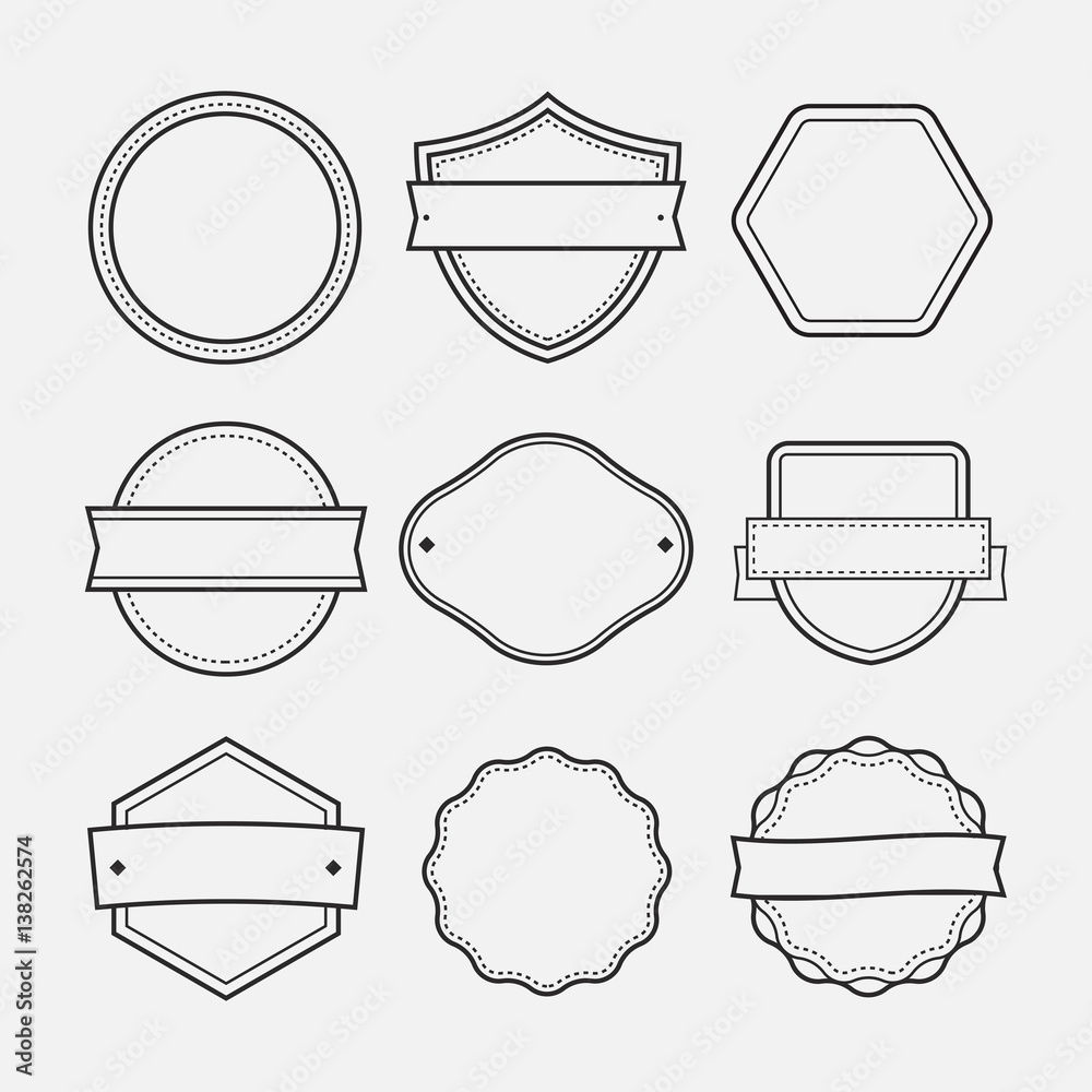 Blank logo frames drawn set sketch doodle - isolated vector ...