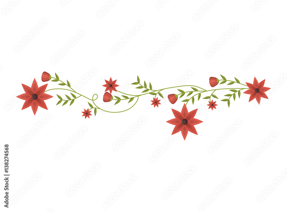 creeper with red flowers floral design vector illustration Stock Vector ...