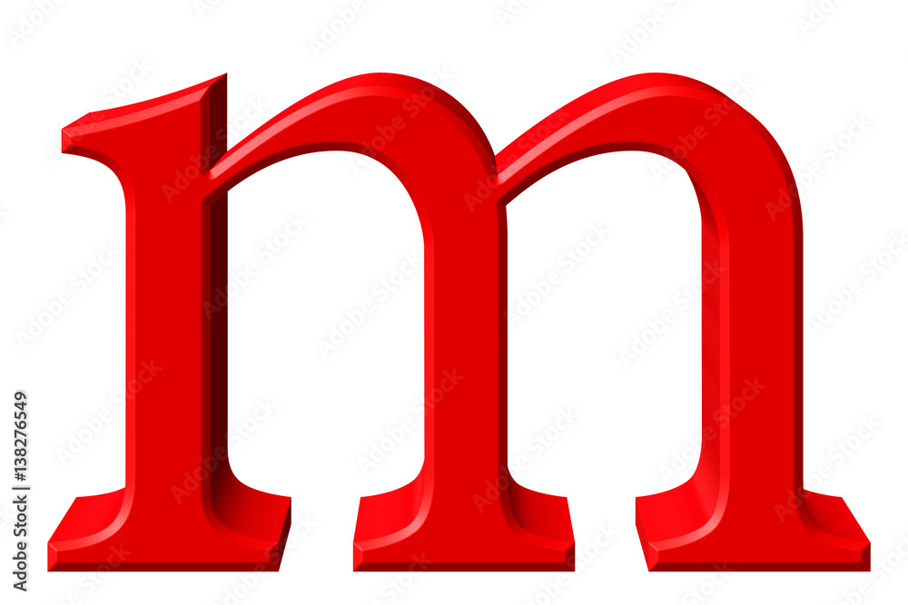Lowercase letter M, isolated on white, with clipping path, 3D ...