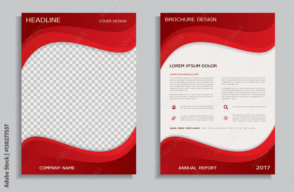 Flyer design template with wavy background, front and back brochure ...
