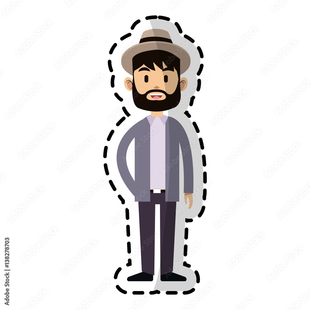 bearded man with hat icon image vector illustration design Stock Vector ...