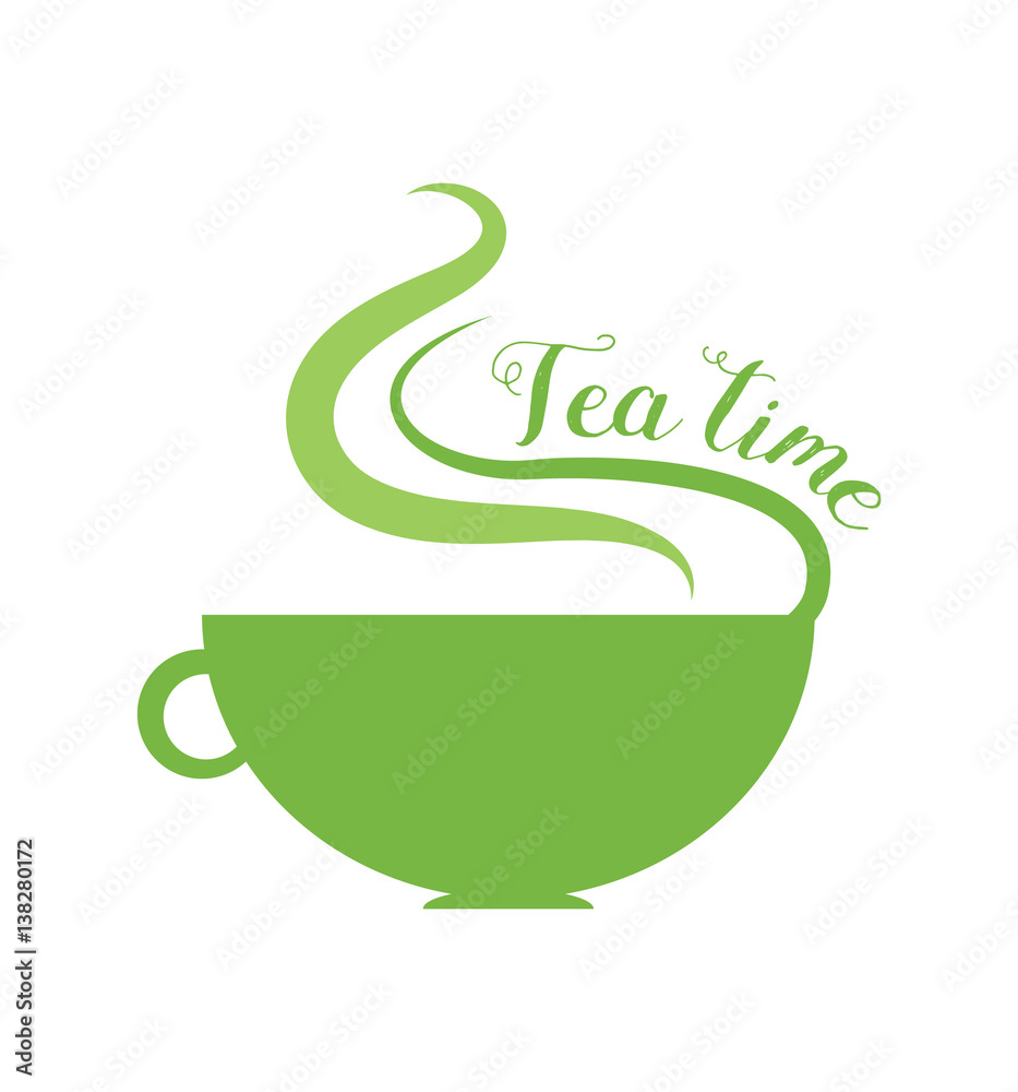 logo tea time green Stock Vector | Adobe Stock