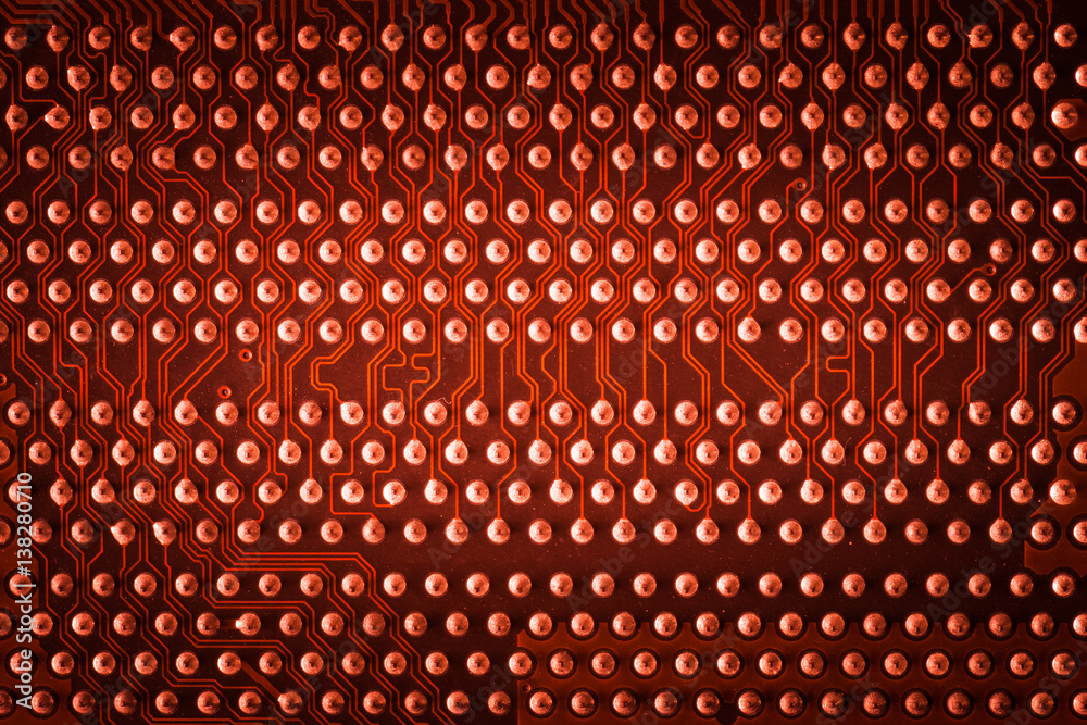 vivid red pcb board integrated circuit motherboard computer parts ...