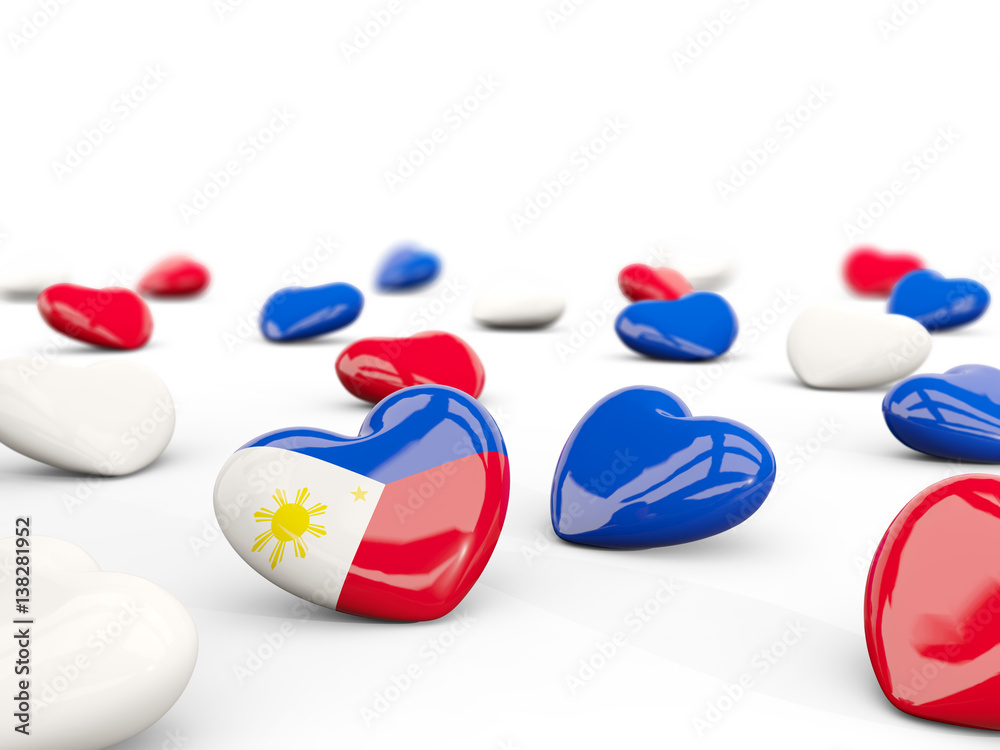 Heart with flag of philippines isolated on white Stock Illustration ...