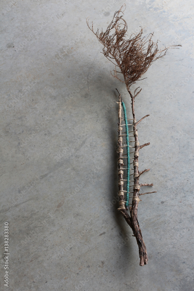 String art nature sculpture wrapped with twine, vertical aspect Stock ...