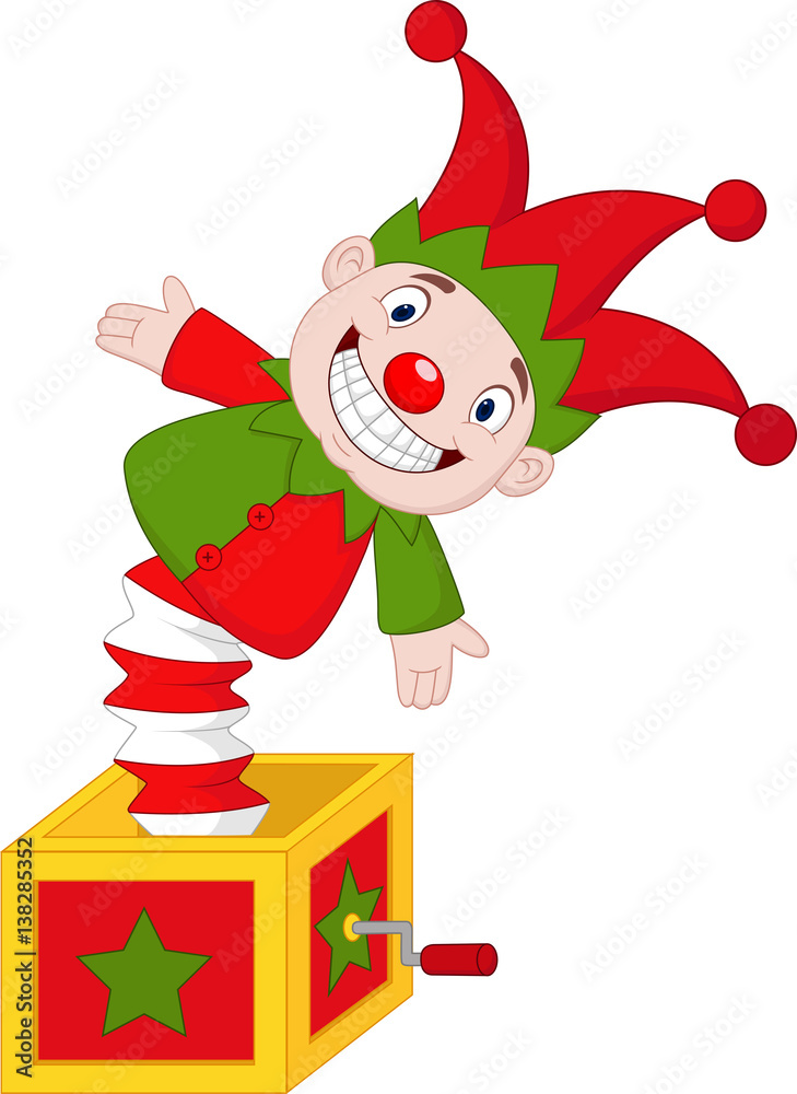 Cartoon Amusing toy jumping out from a box Stock Vector | Adobe Stock