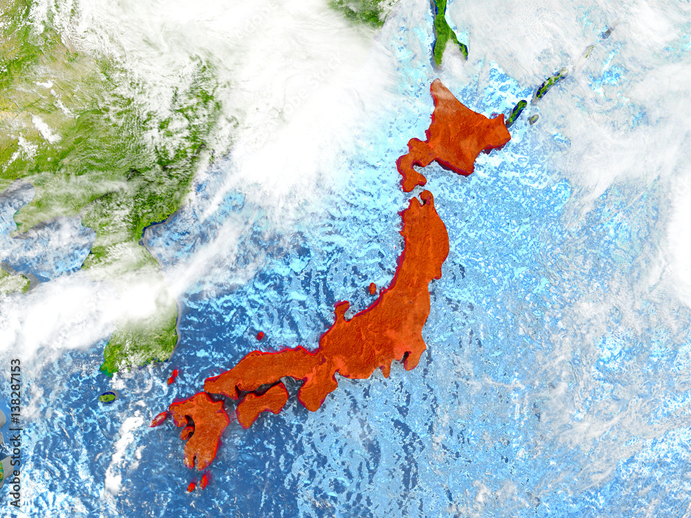 Japan on map with clouds Stock Illustration | Adobe Stock