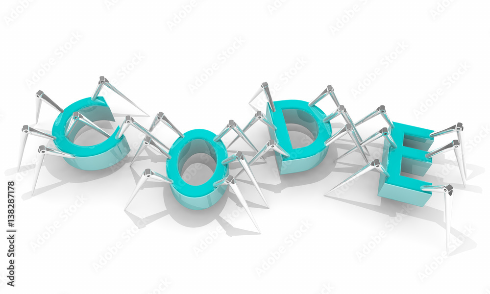 Code Programming Language Word Letters Spiders 3d Illustration Stock ...