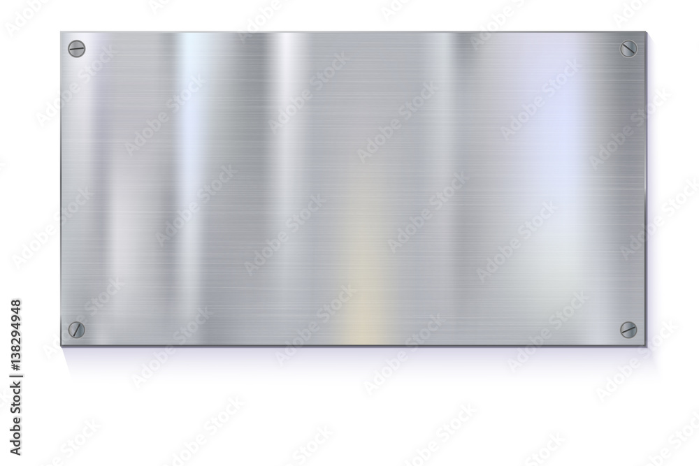 Shiny brushed metal plate banners on white background Stainless steel ...