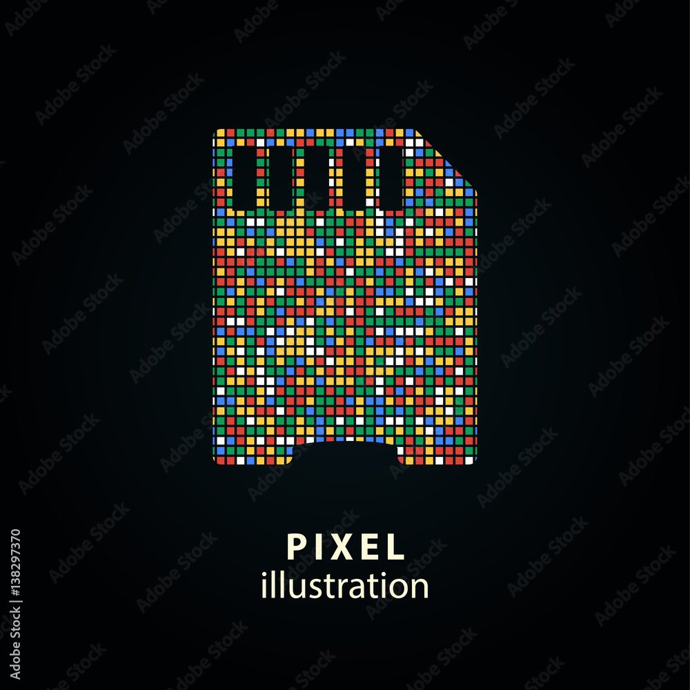 Memory card - pixel illustration. Stock Vector | Adobe Stock