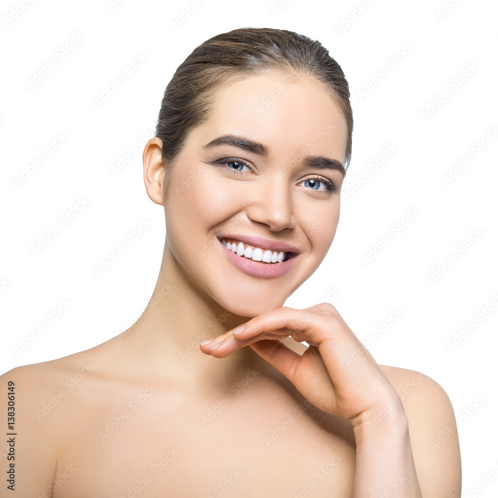 Girl with perfect smile. Beauty female portrait. Beautiful young woman ...