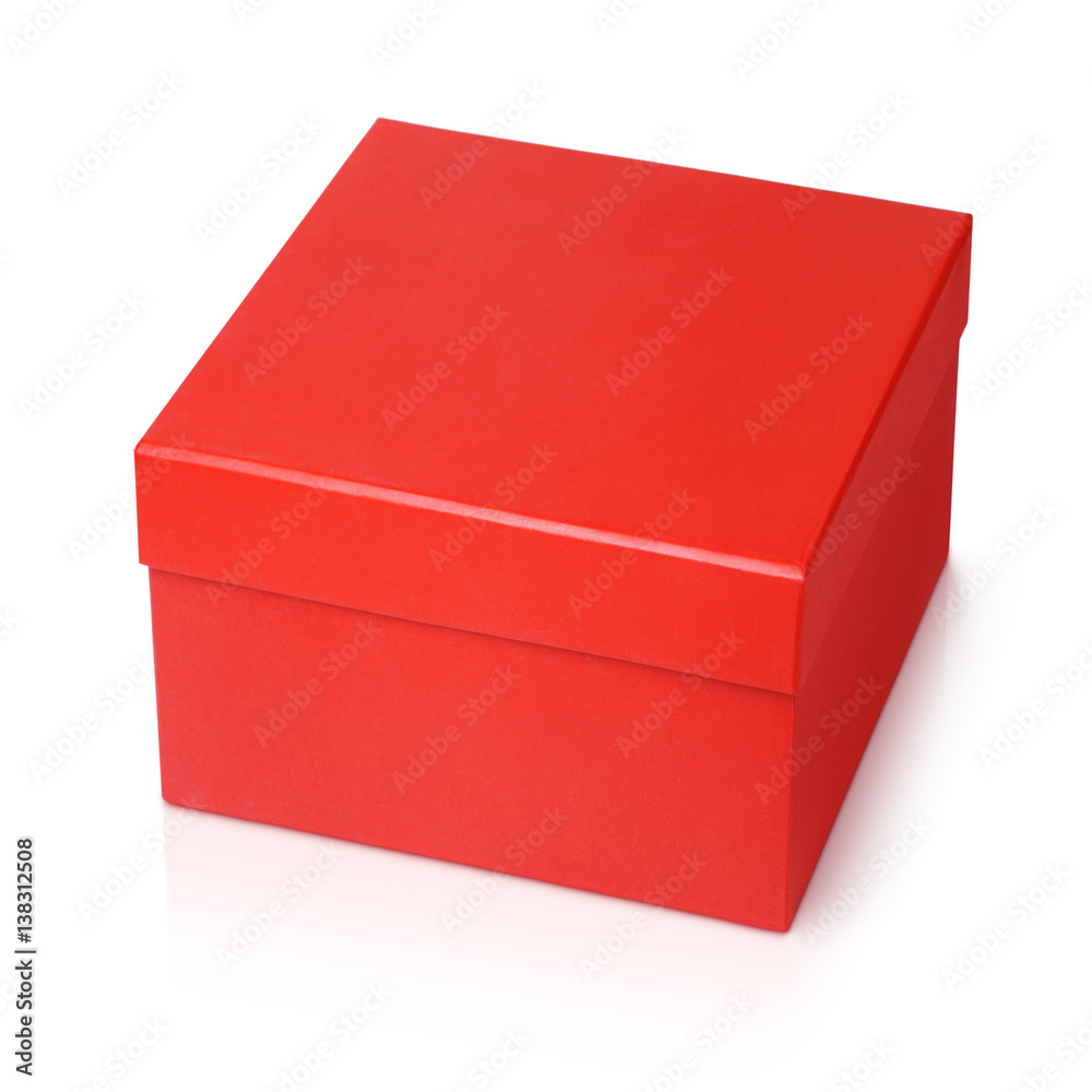 One red shoe square box isolated on white background with clipping path ...