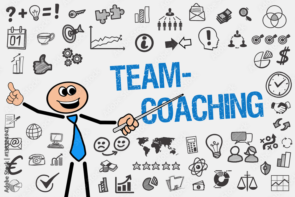 Teamcoaching / Mann mit Symbole Stock Illustration | Adobe Stock