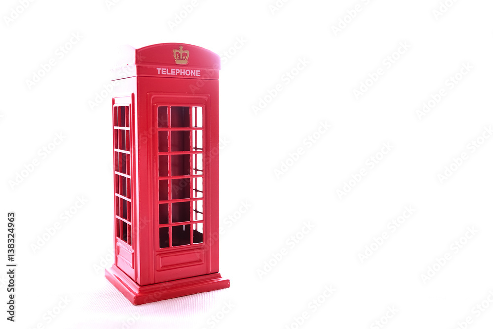 Classic British red phone booth on isolated white Stock Photo | Adobe Stock