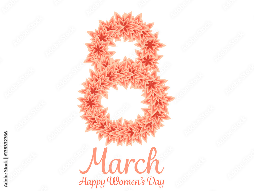 Women day background with frame flowers. 8 March invitation card ...