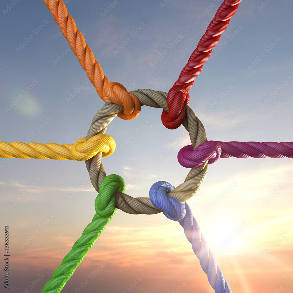 Seile mit Knoten als Symbol für Zusammenhalt Stock Illustration | Adobe ...