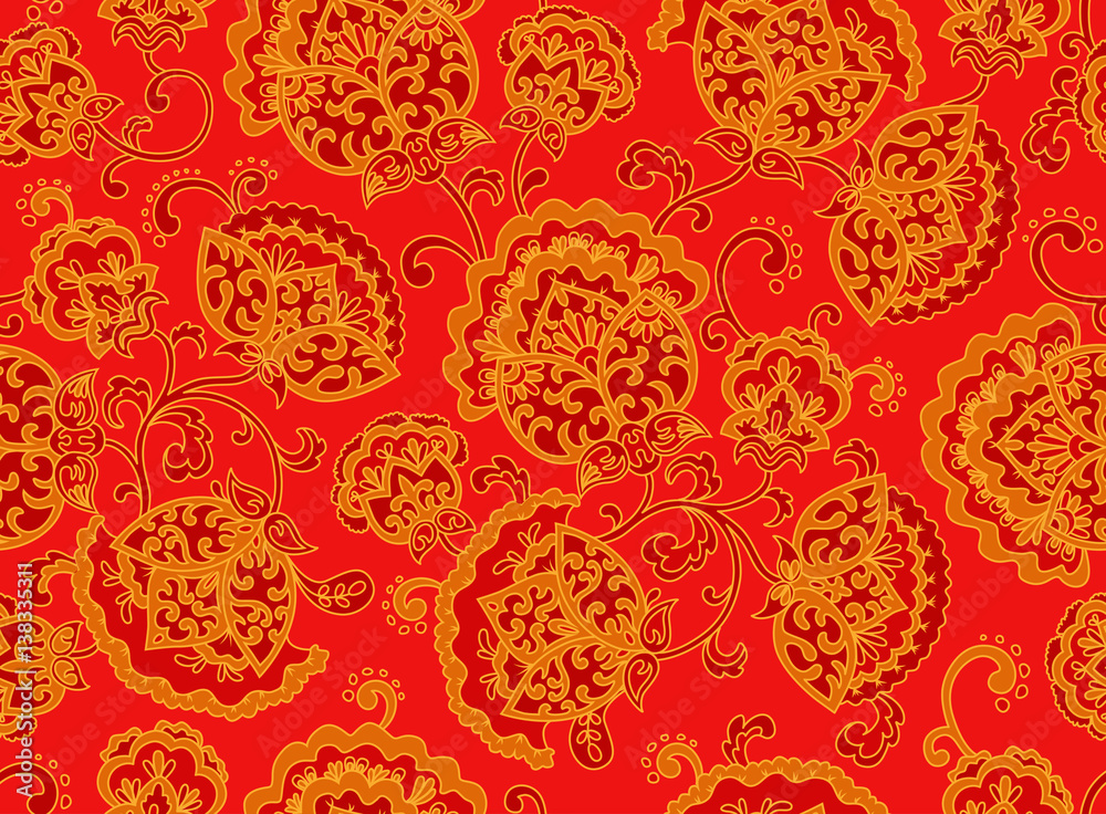 Vettoriale Stock Vintage floral seamless pattern. Ethnic ornament ...