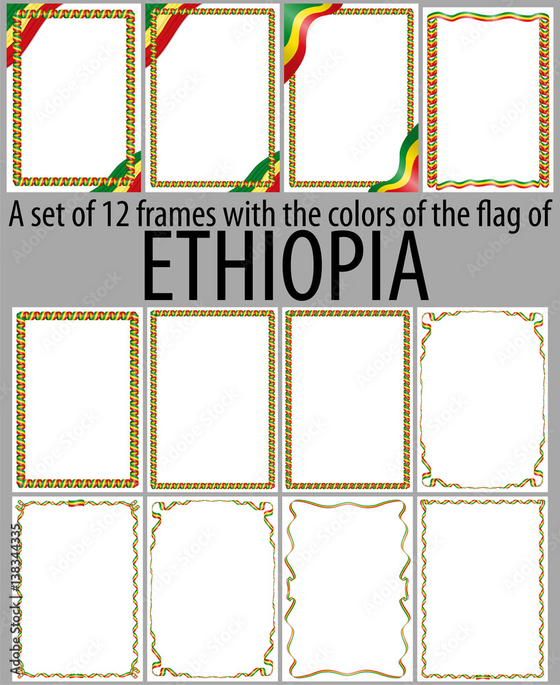 Set of 12 frames with the colors of the flag of Ethiopia Stock Vector ...