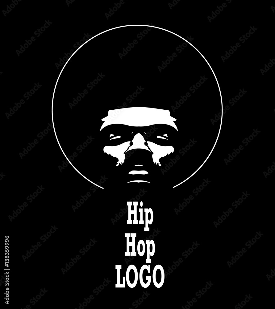 Afro Hip Hop Logo. Vector black man silhouette with hair. Stock Vector ...