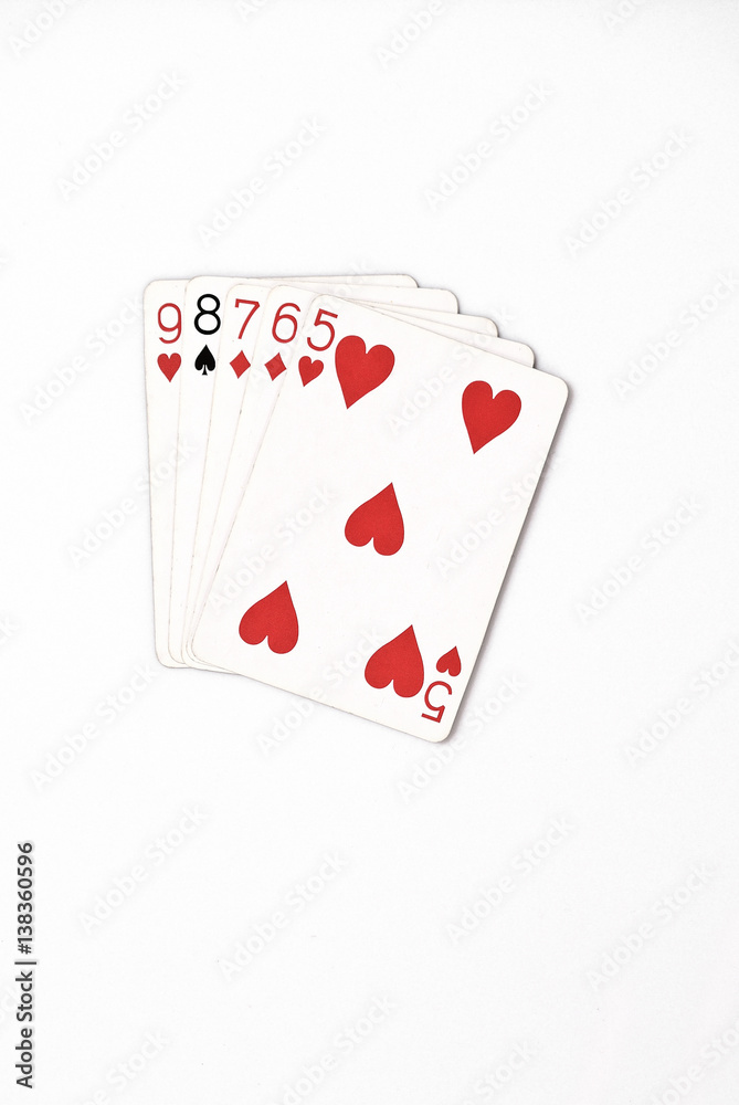Poker hand rankings symbol set Playing cards in casino: straight on ...