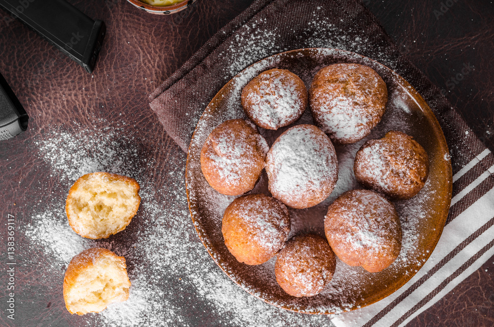 Homemade donuts with sugar and gun Stock Photo | Adobe Stock