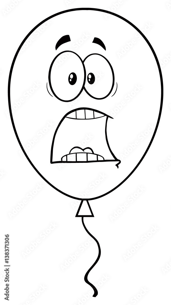 Scared Black And White Balloon Cartoon Mascot Character. Illustration ...