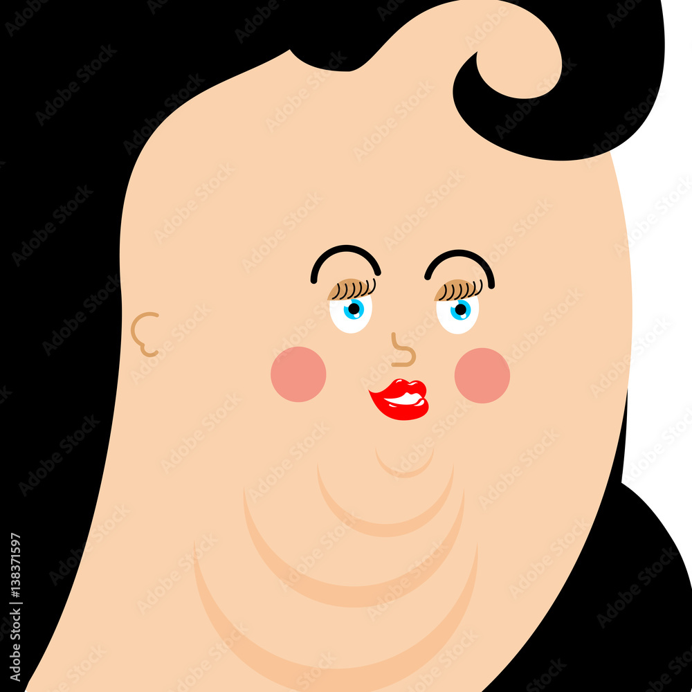 Fat woman face. plump person. Very thick girl avatar Stock Vector ...